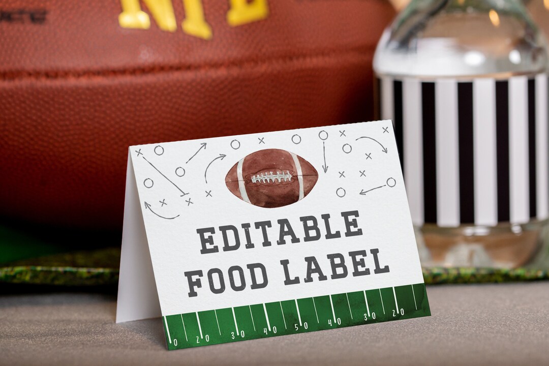 Football Food Labels, Printable Football Food Tent, Football Party Food ...