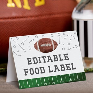 Football Food Labels, Printable Football Food Tent, Football Party Food ...
