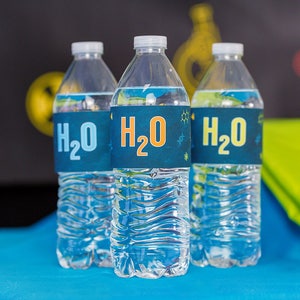 Science Party Drink Labels, Science Party Water Label, H2O Water Labels ...