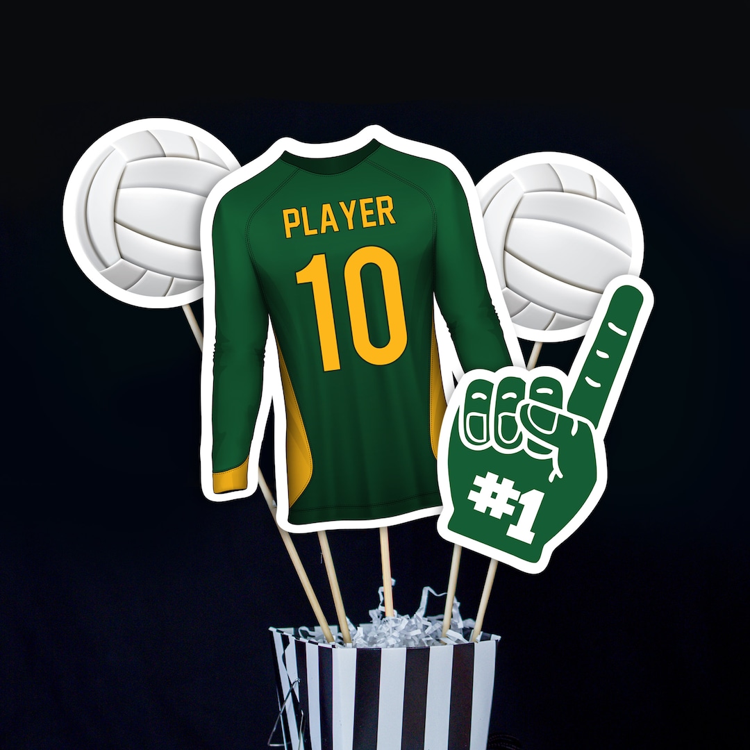 Editable Volleyball Centerpieces in Green and Gold Printable Green Gold ...