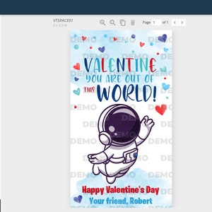 Valentines Astronaut Card You Are Out of This World Printable Valentine ...