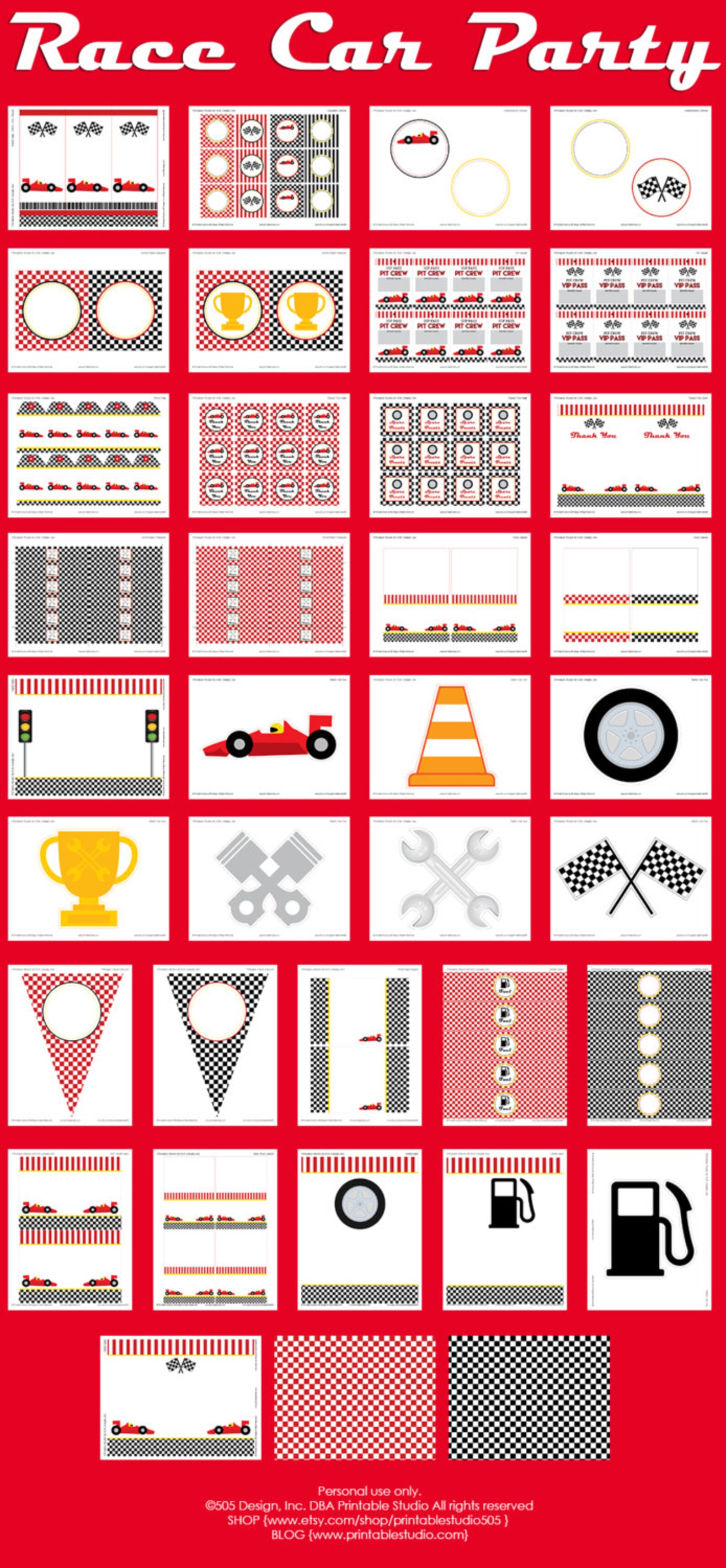 Race Car Birthday Party Decorations Printable Race Car Party - Etsy ...