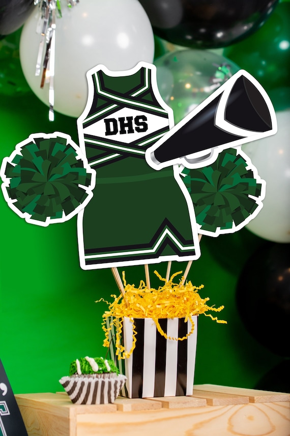 Cheerleading Centerpieces in Green - Printable Cheer Centerpieces ...