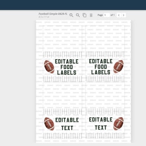 Editable Football Food Labels Printable Football Food Tent Football ...