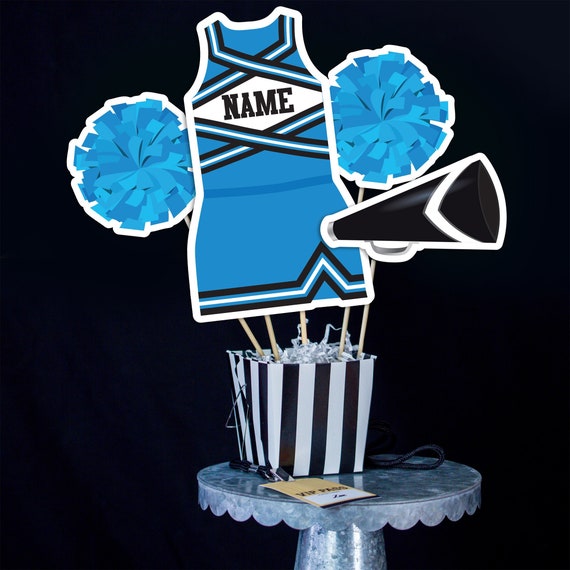 Cheerleading Centerpieces in Bright Blue Printable Cheer Centerpieces ...