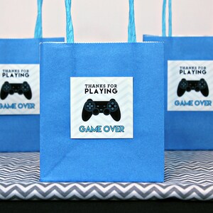 Game Over Thank You Tags in Blue - Printable Video Game Party Thank You ...