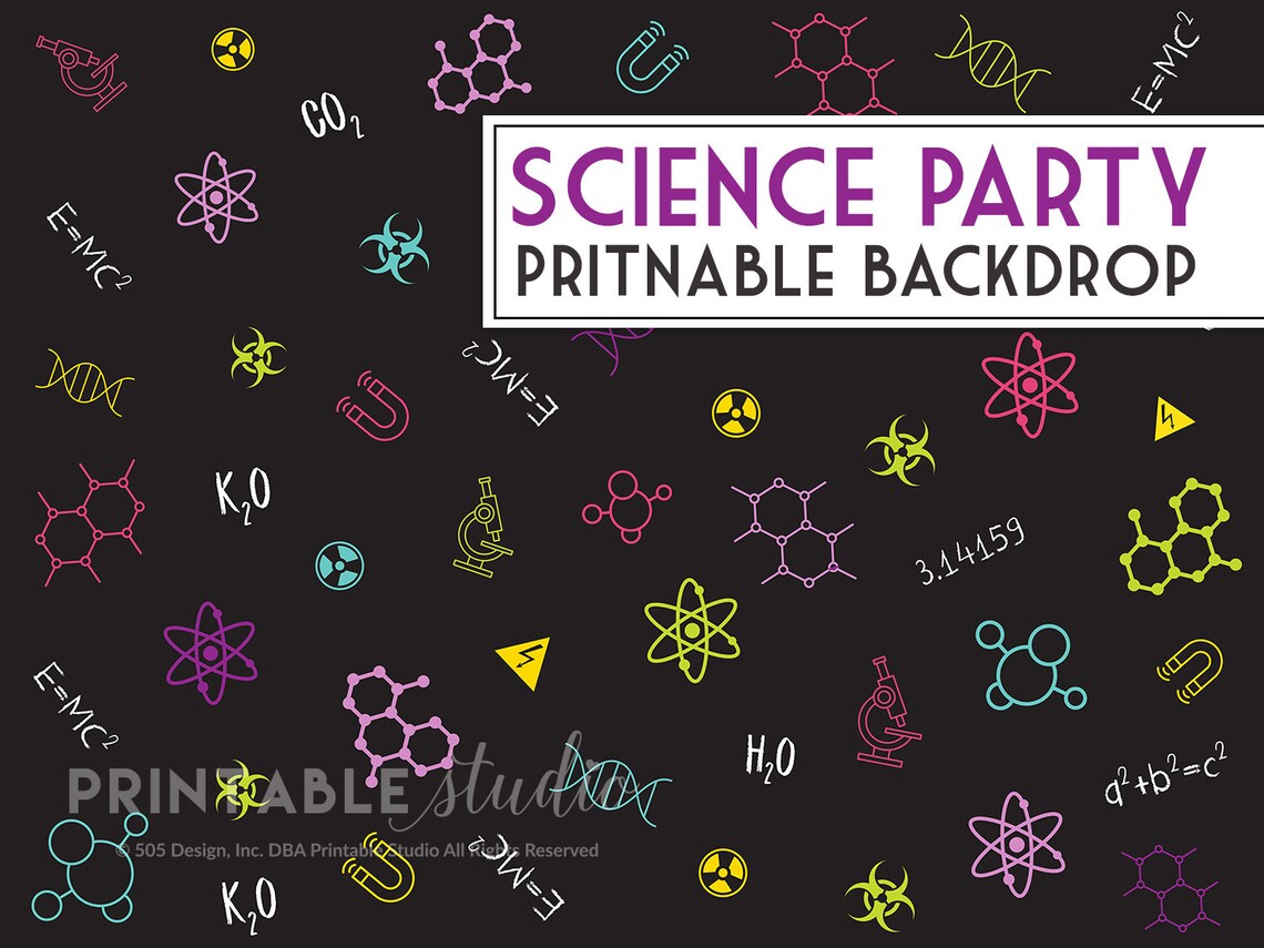 Science Party Backdrop in Pink - Printable Science Step and Repeat ...