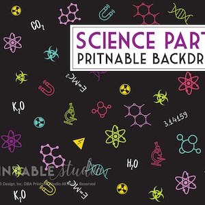 Science Party Backdrop in Pink - Printable Science Step and Repeat ...