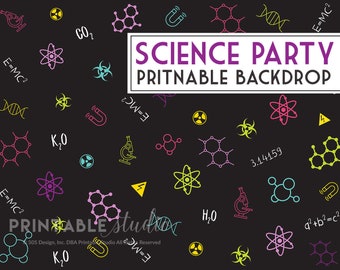 Science Party Backdrop in Blue Printable Science Step and Repeat ...