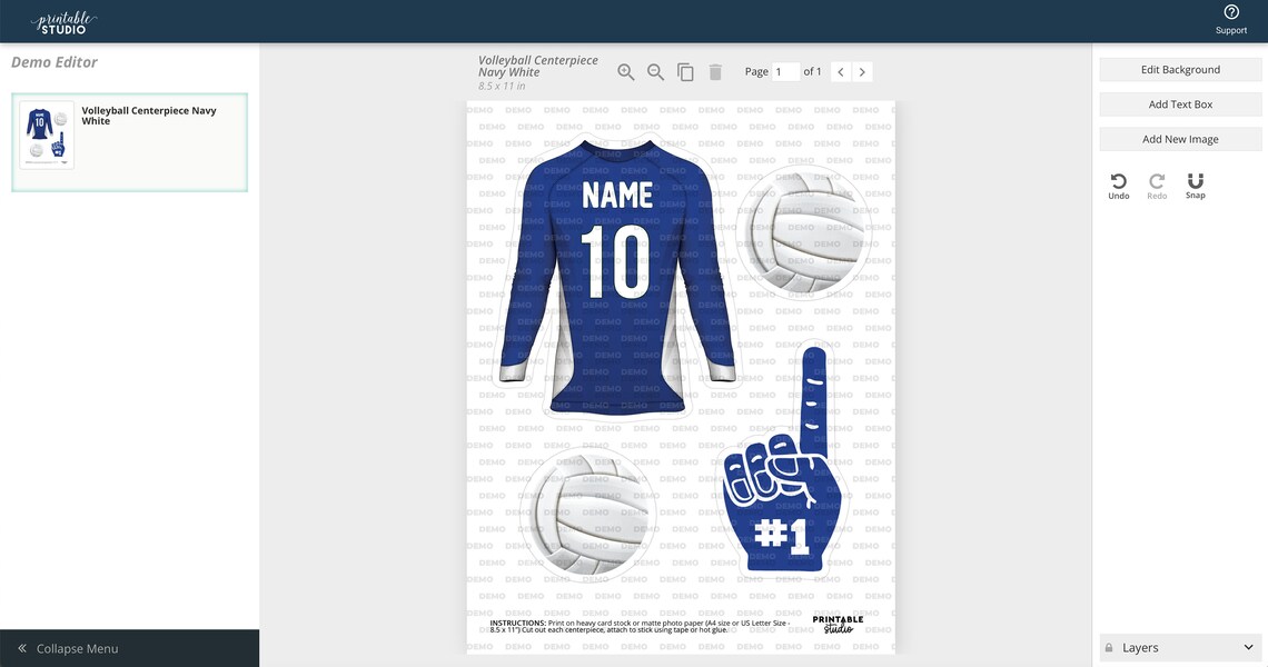 Editable Volleyball Centerpieces in Blue Printable Blue Volleyball ...