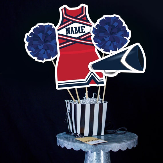 Cheerleading Centerpieces in Red Navy Printable Cheer Centerpieces Red ...