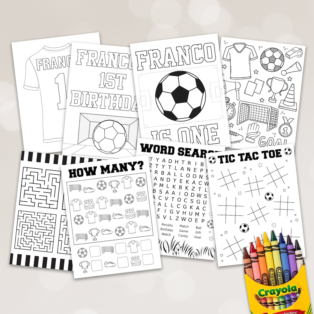 Soccer Party Coloring Pages Soccer Activity Pages Soccer Birthday Party ...