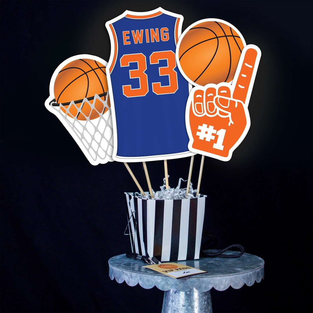 Basketball Centerpieces in Blue Orange Printable Basketball - Etsy