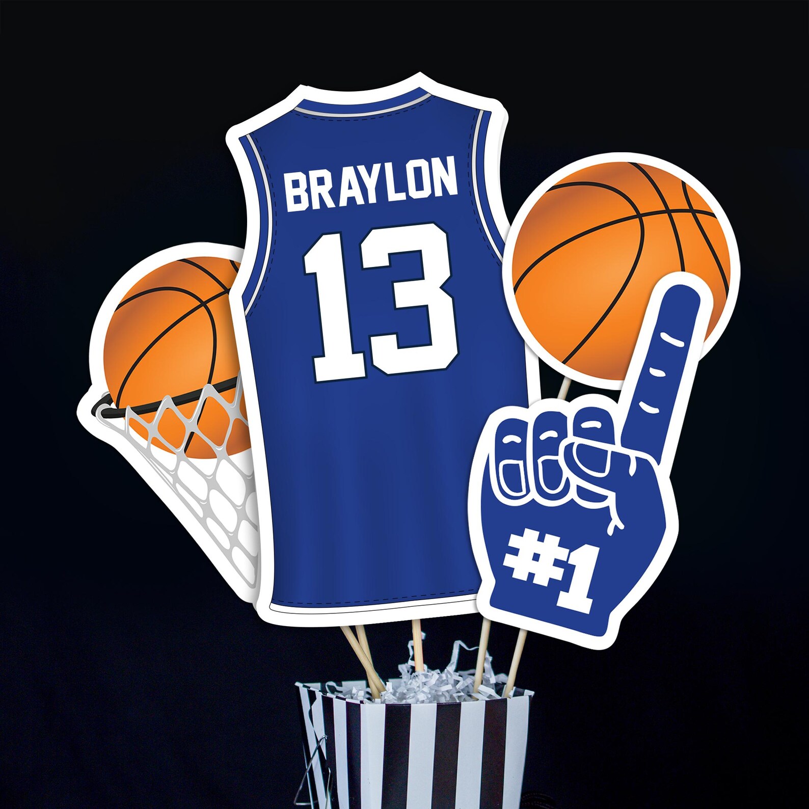 Basketball Centerpieces in Royal Blue, Basketball Banquet Centerpieces ...