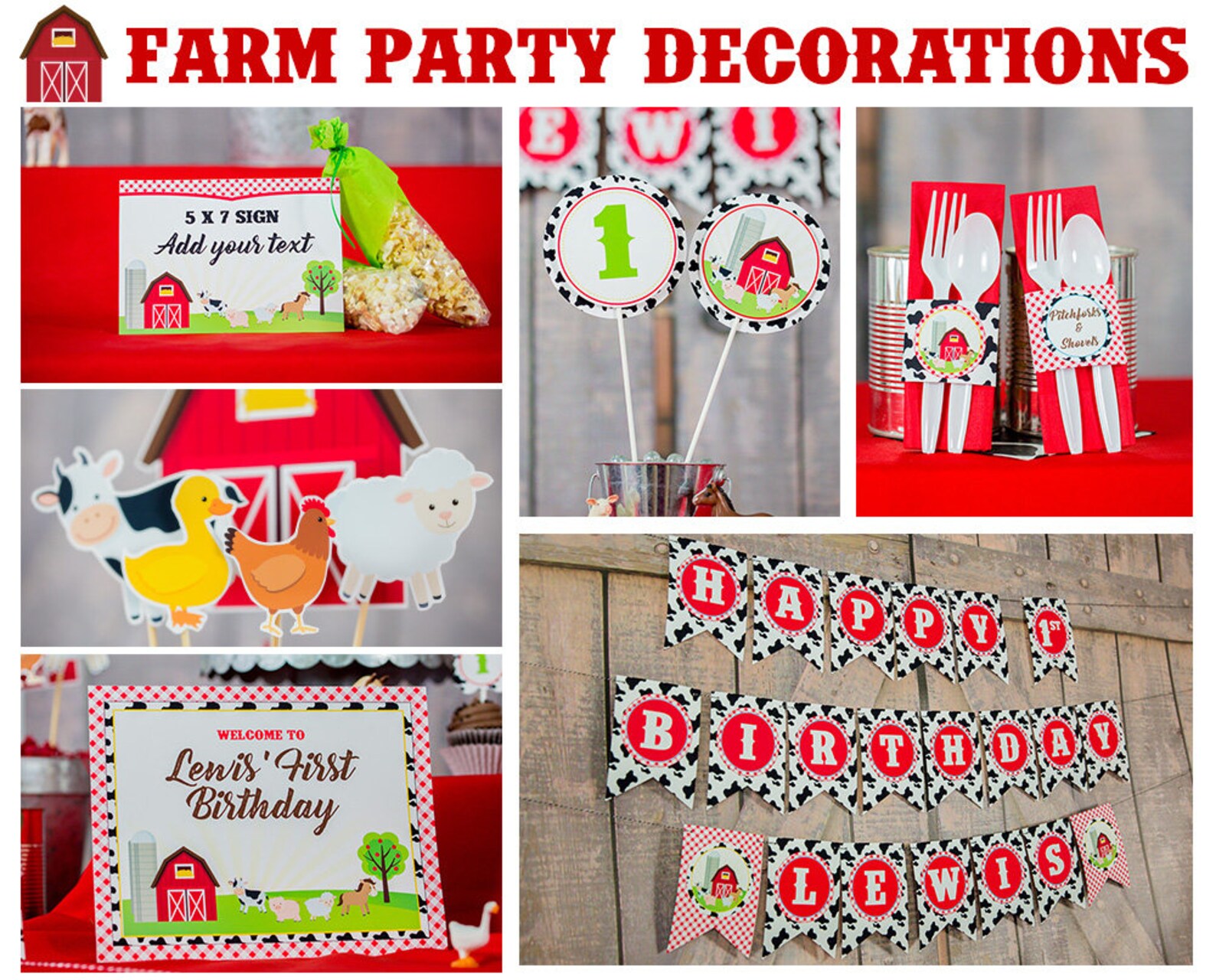 Farm Party Decorations Instant Download Farmer Decorations | Etsy