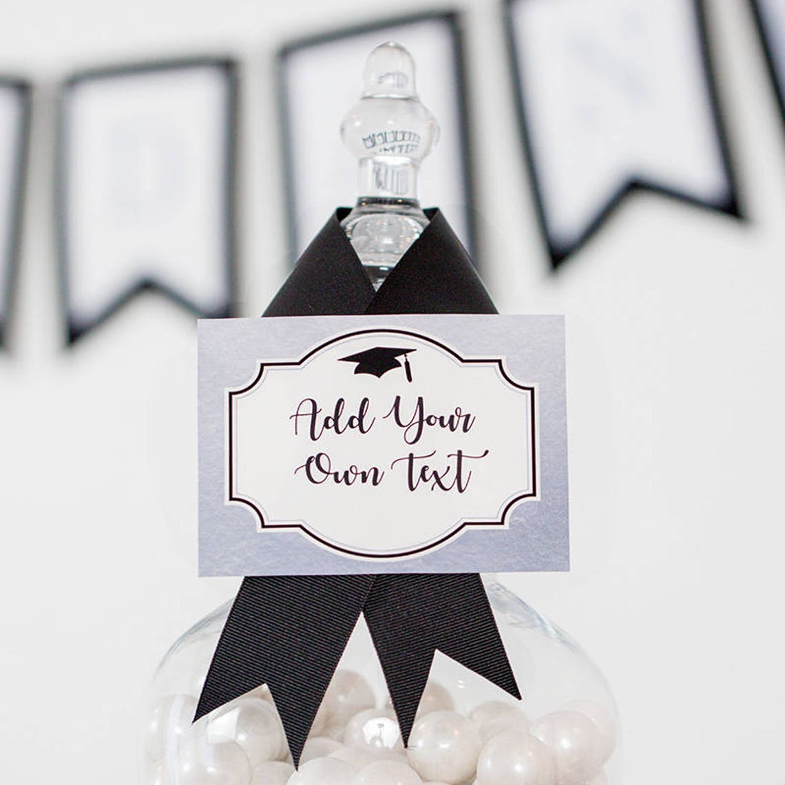 Graduation Party Food Labels INSTANT DOWNLOAD - Silver Black Graduation ...