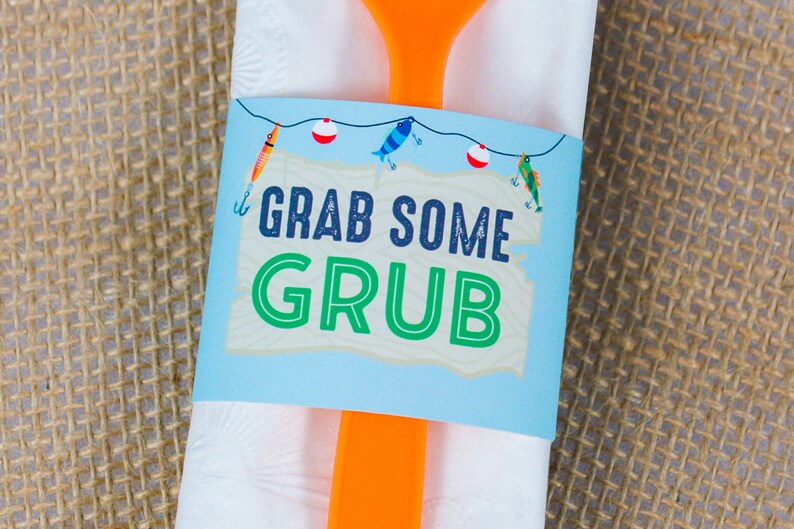 Grab Some Grub Napkin Wrapper Instant Download Fishing - Etsy
