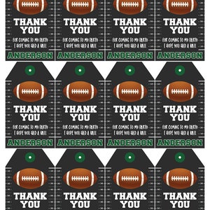 Football Favor Tags - Printable Football Party Favor Tags - Instant ...