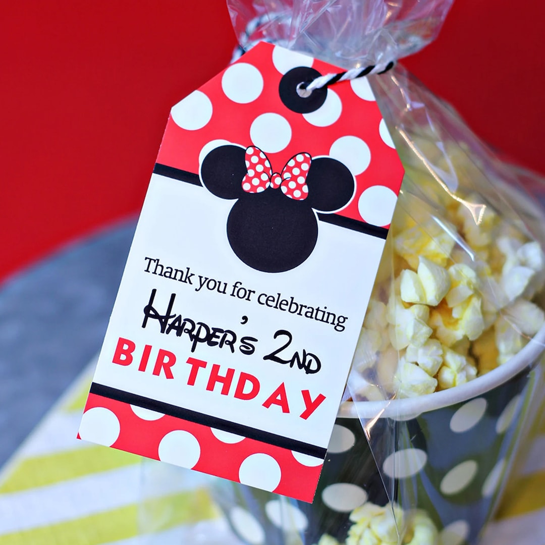 Red Minnie Mouse Favor Tags - Printable Minnie Mouse Party Favor Tags ...
