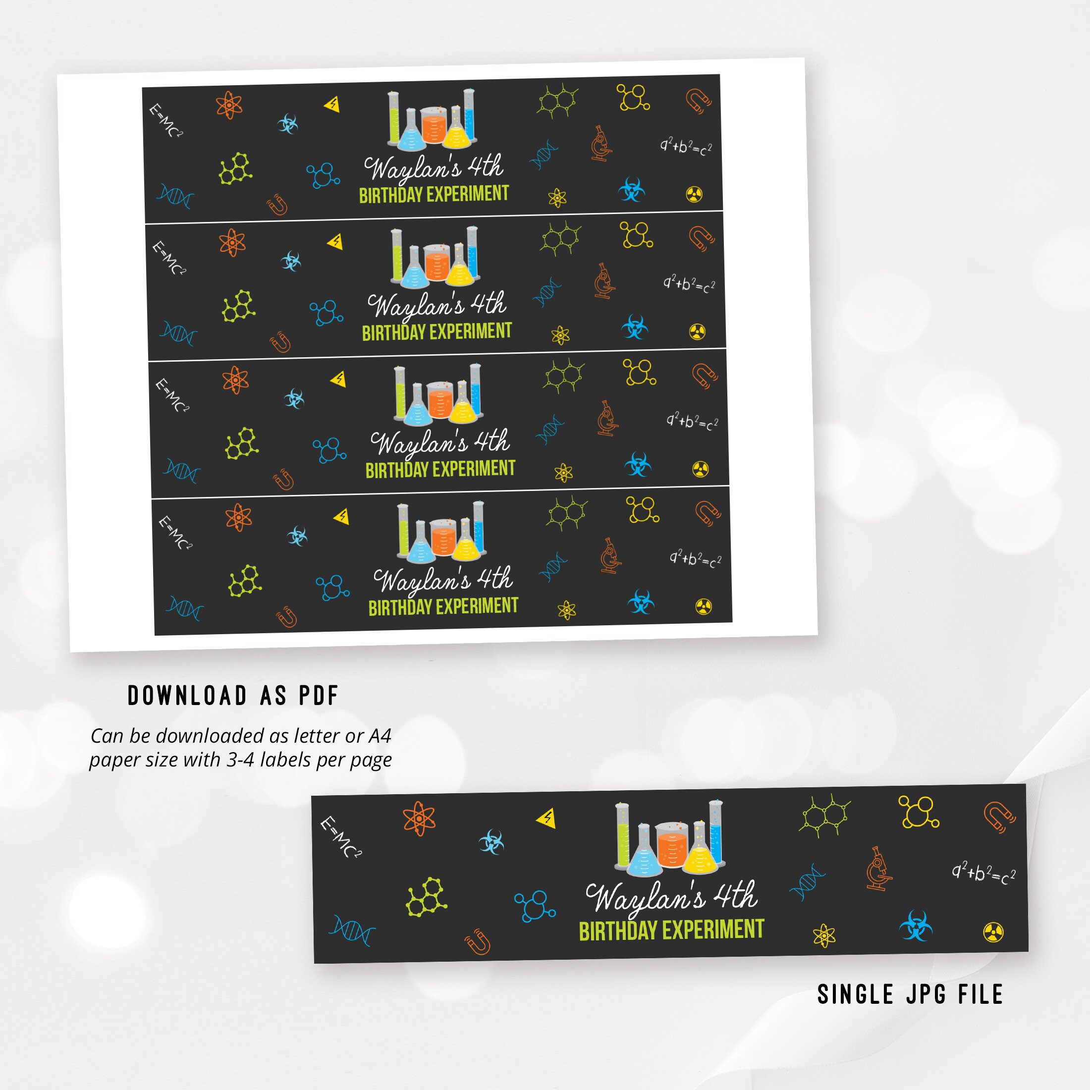 Science Party Drink Labels, Science Party Water Label, H2O Water Labels ...