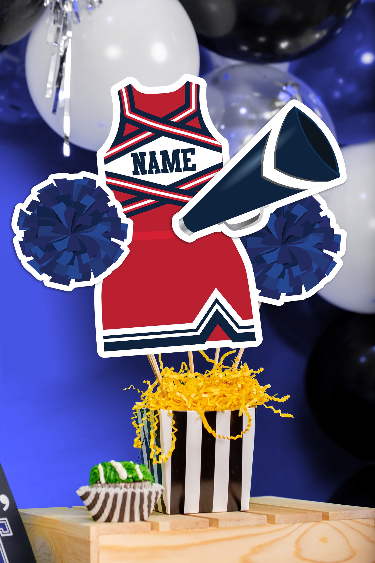 Cheerleading Centerpieces in Red Navy Printable Cheer Centerpieces Red ...