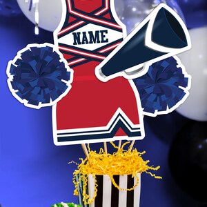 Cheerleading Centerpieces in Red Navy Printable Cheer Centerpieces Red ...