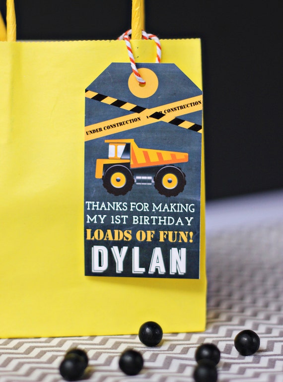 Construction Birthday Favor Tags- Chalkboard Construction Favor Tags ...