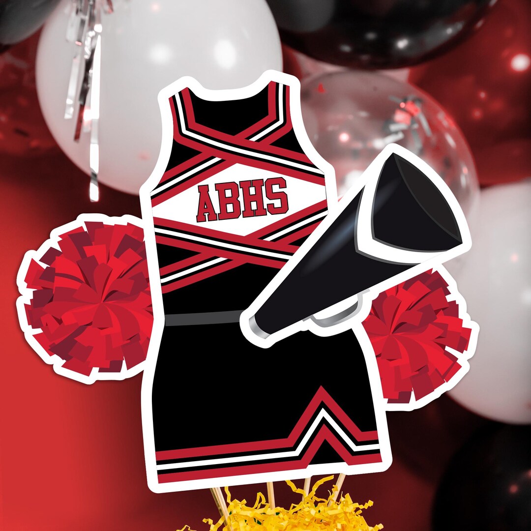 Cheerleading Centerpieces in Black Red Printable Cheer Centerpieces Red ...