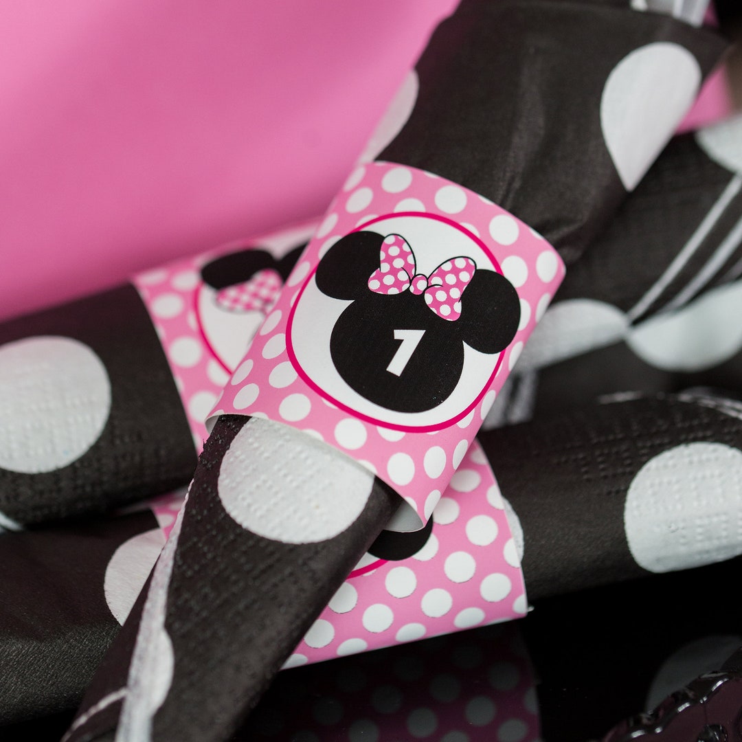 Minnie Mouse Napkin Ring - Printable Minnie Party Silverware Wrapper ...