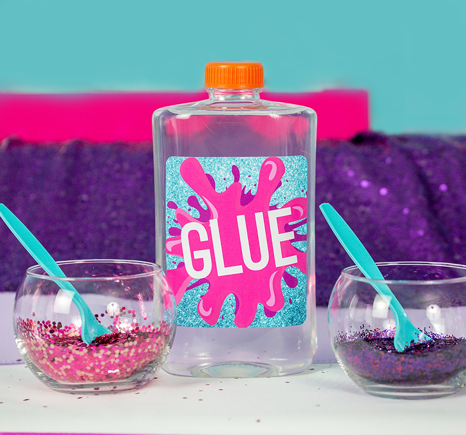 Slime Party Glue Labels Printable Glue Bottle Labels of | Etsy