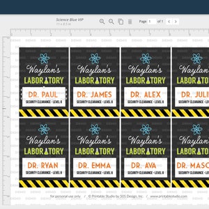 Editable Science Party ID Badge, Science Laboratory ID Badge, Printable ...