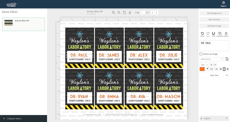Editable Science Party ID Badge, Science Laboratory ID Badge, Printable ...