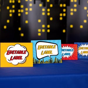 Superhero Party Food Labels Superhero Buffet Signs Instant Download ...