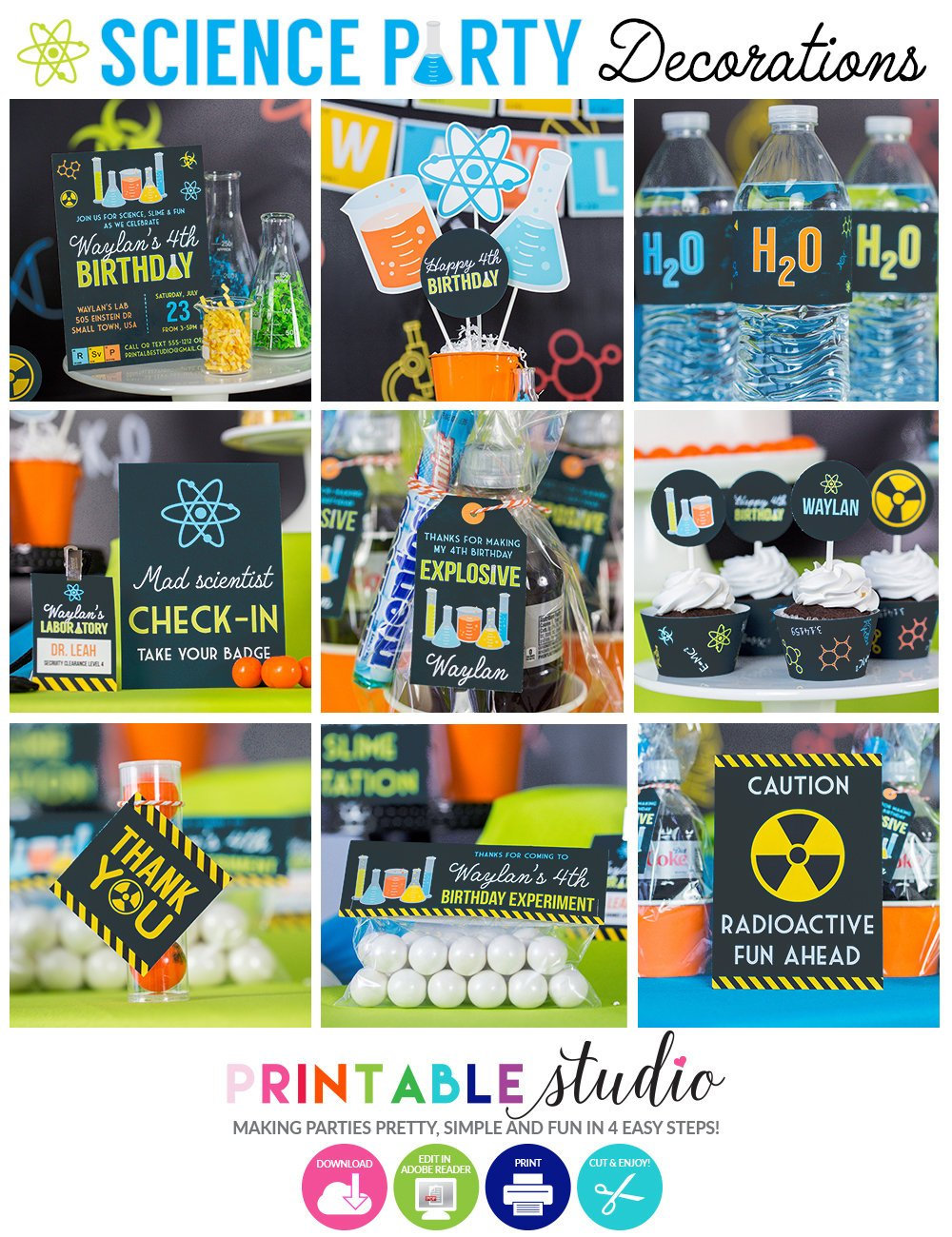 Sets Stickers, Labels & Tags Girl Science Party Tags Mad Scientist ...