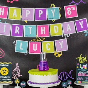 Science Party Backdrop in Pink - Printable Science Step and Repeat ...