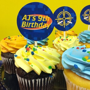 Dart Party Cupcake Topper Printable Dart Birthday Party Cupcake Toppers ...