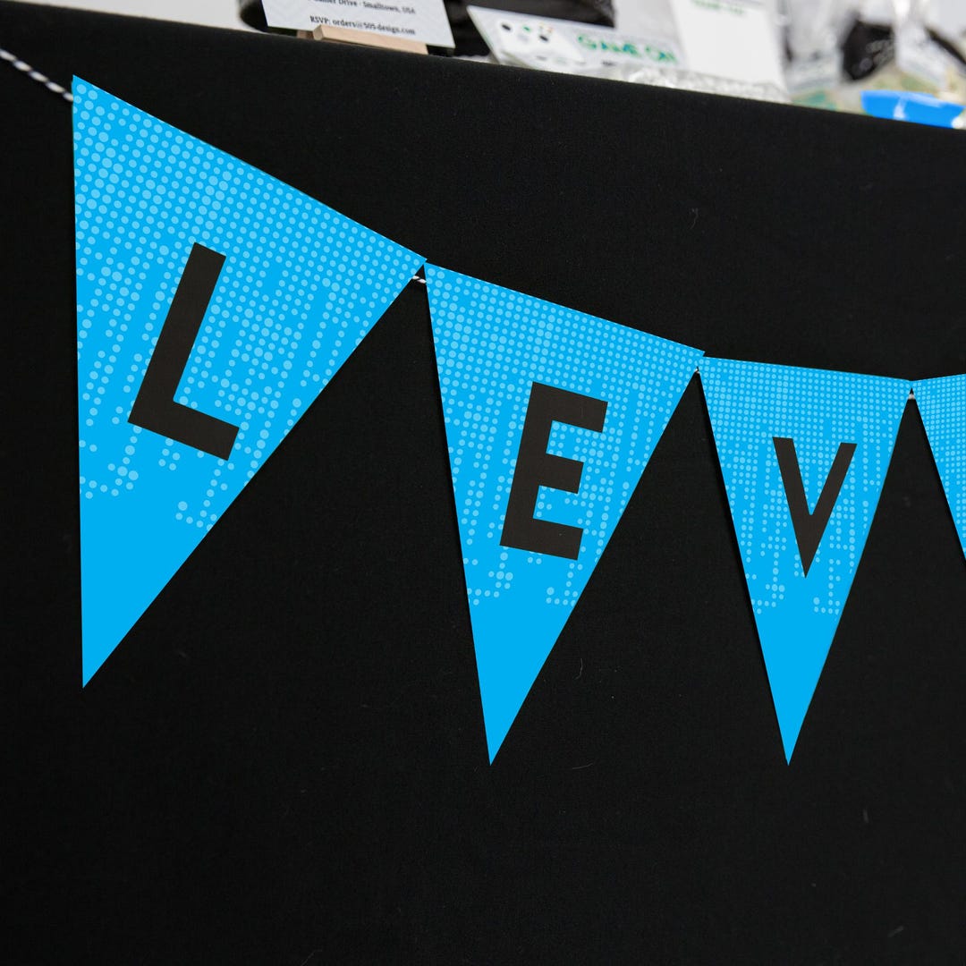 Level up Banner in Blue for Video Game Party - Instant Download Blue ...