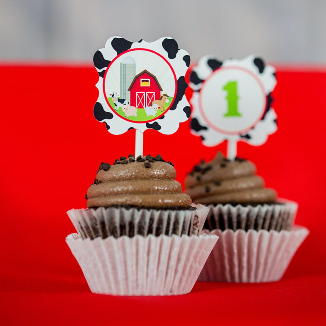 Farm Party Cupcake Topper Printable Barnyard Party Cupcake Toppers Farm ...
