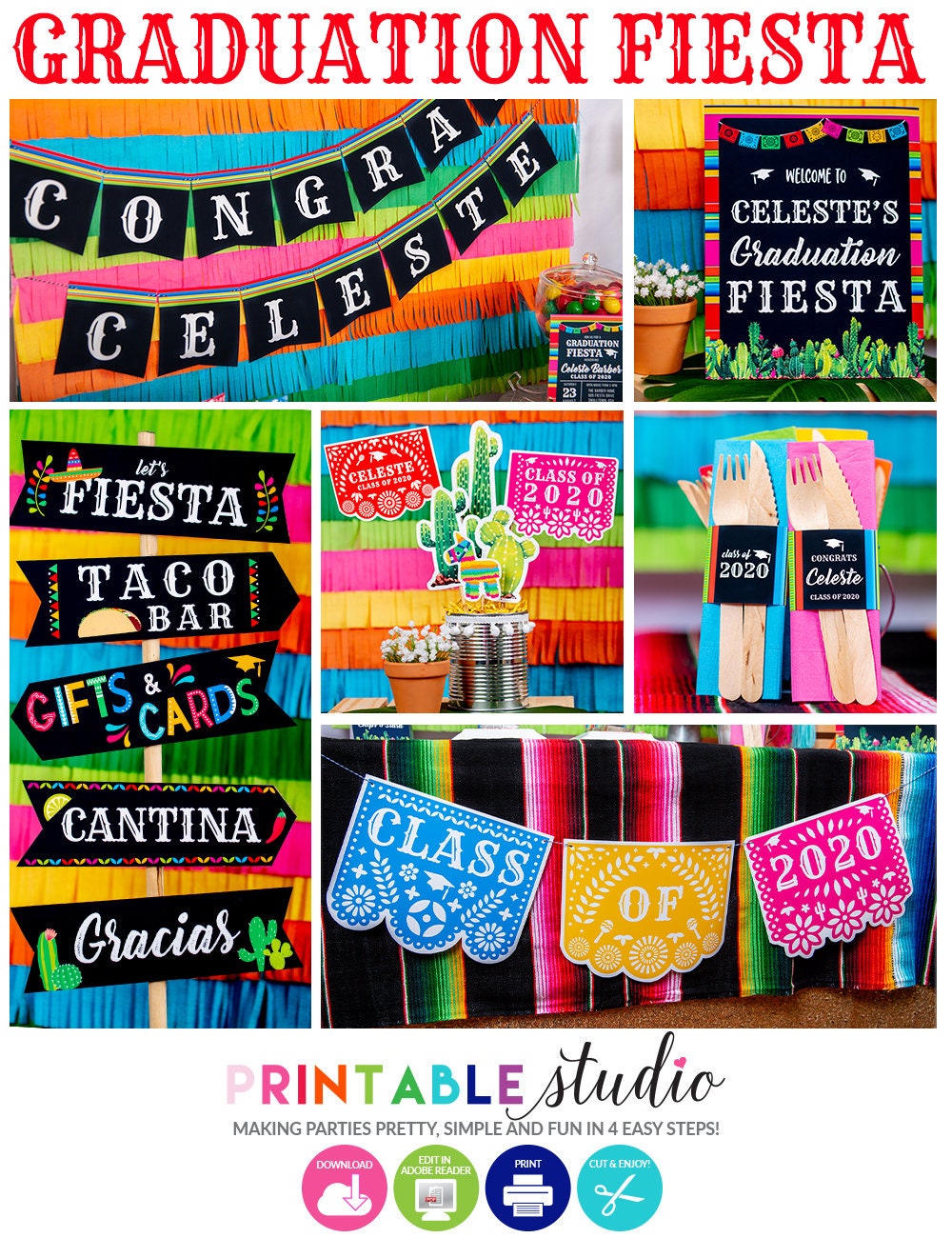 Graduation Fiesta Decorations Printable Graduation Party - Etsy Hong Kong