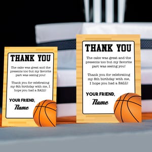 Basketball Thank You Card, Printable Basketball Party Thank You Card ...