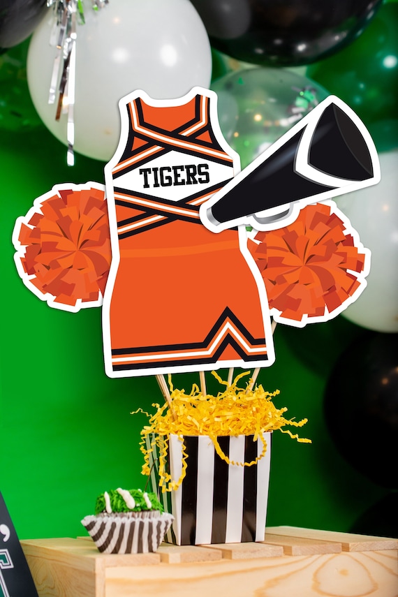 Cheerleading Centerpieces in Orange - Printable Cheer Centerpieces ...