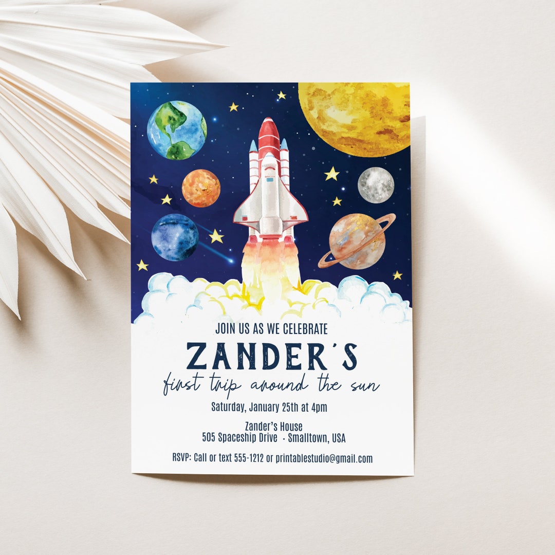 Editable Space Birthday Party Invitation Template, Outer Space Birthday ...