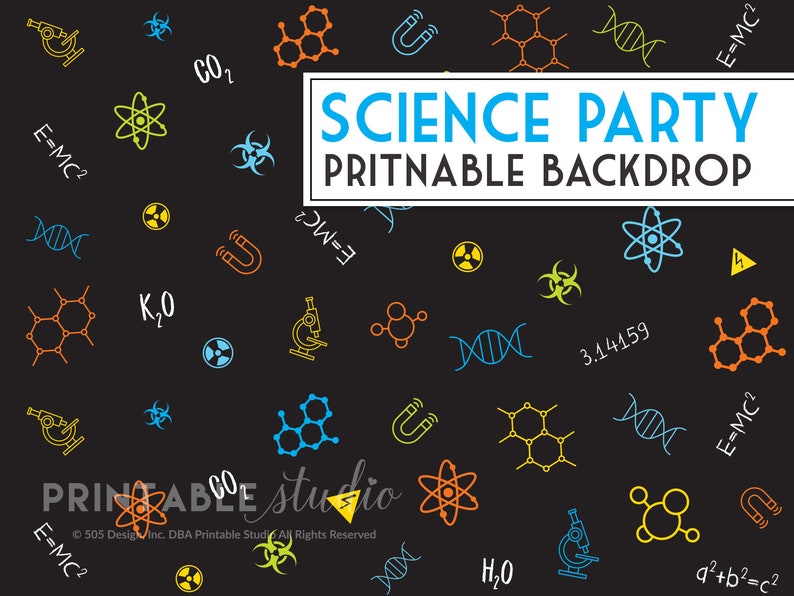 Science Party Backdrop in Blue Printable Science Step and | Etsy