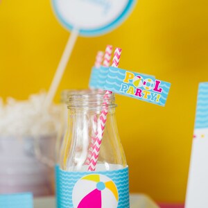 Pool Party Decorations in Pink INSTANT DOWNLOAD Pool Party Birthday ...