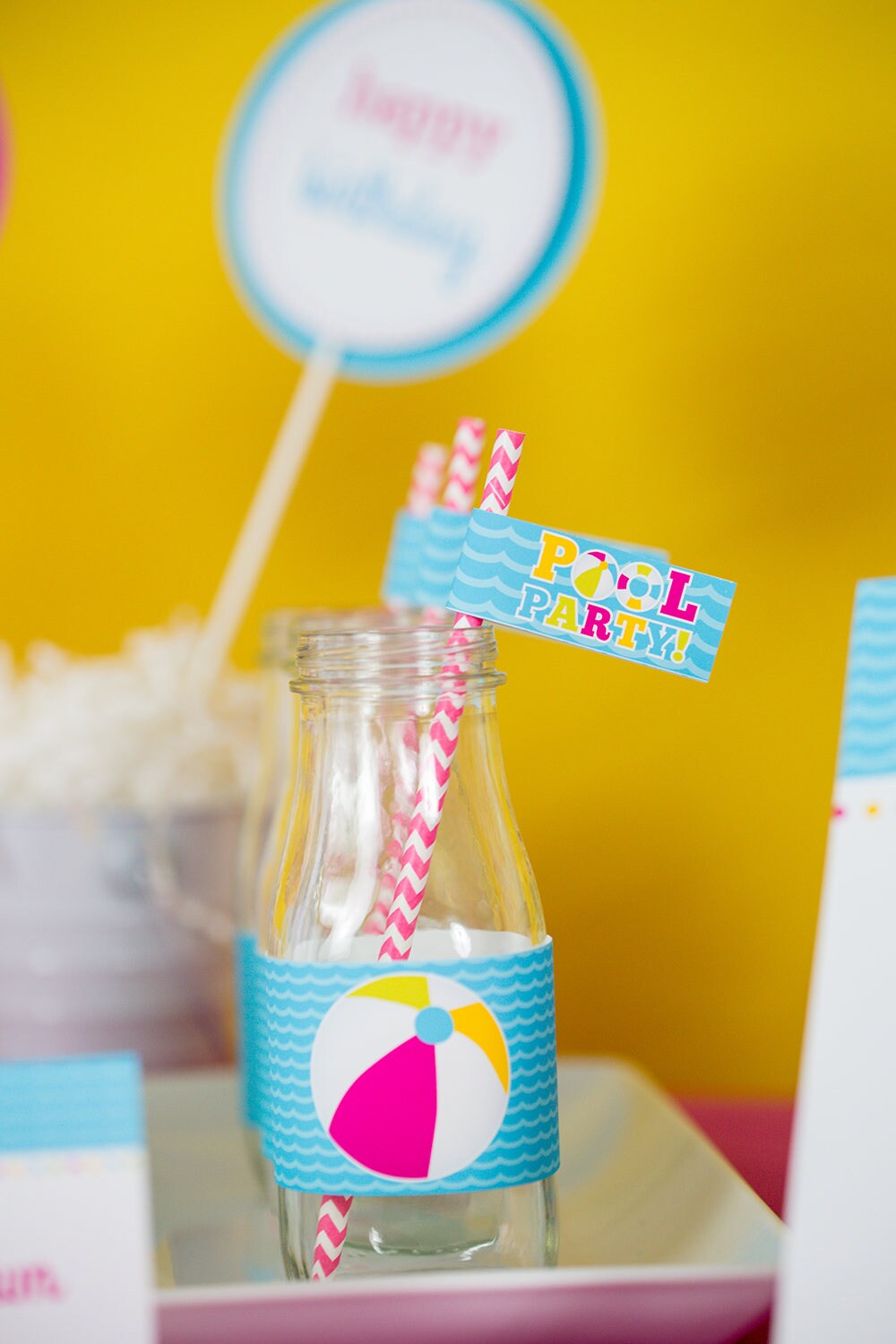 Pool Party Decorations in Pink INSTANT DOWNLOAD Pool Party - Etsy