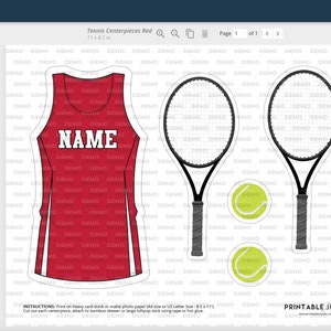 Tennis Banquet Centerpieces in Red Printable Tennis Centerpieces Red ...