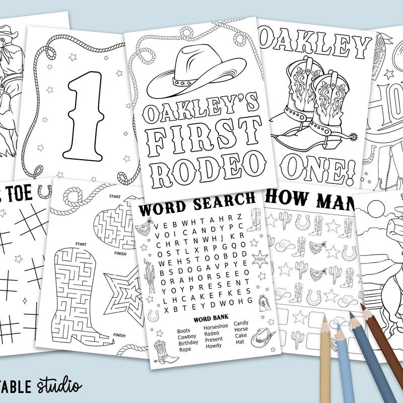 Birthday Coloring Rodeo - Etsy