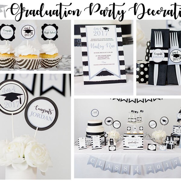 Black and White Graduation Decorations - Etsy