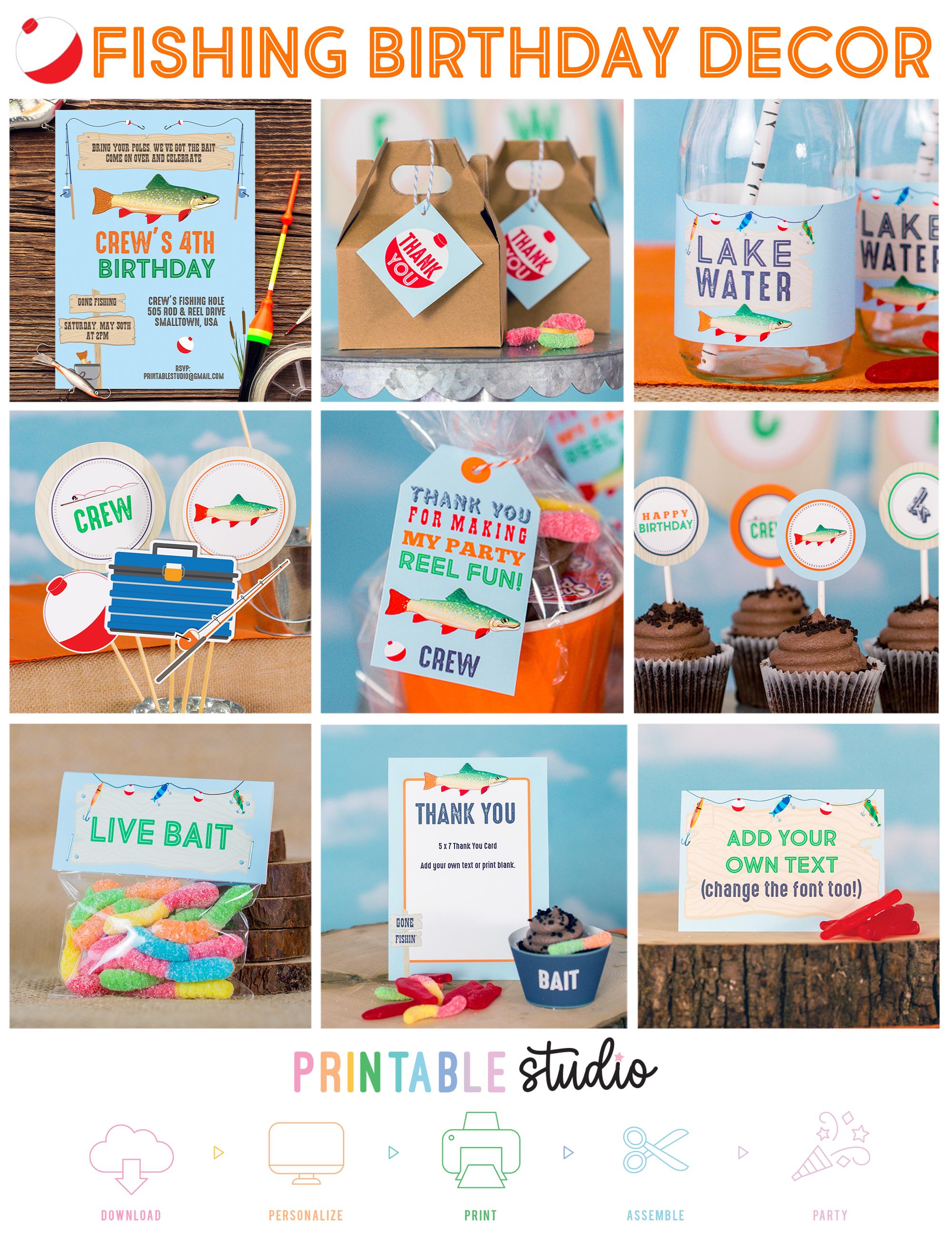 Fishing Birthday Party Decorations, Instant Download Gone Fishing Party ...