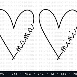 Mama Mini SVG - Heart Mama Mini SVG - Mama Mini Cut File for Cricut or ...